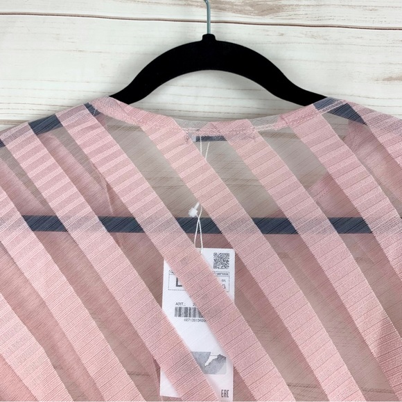 Zara | Tops | Zara Pink Sheer Striped Long Sleeve Blouse | Poshmark